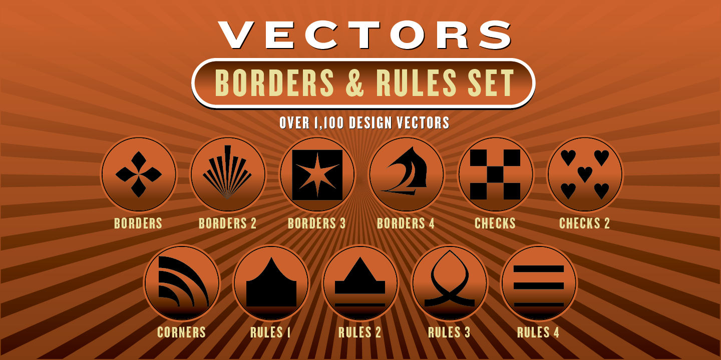 Borders & Rules Vectors Set: 1,100 Designs - Curated Dingbats, Cuts ...